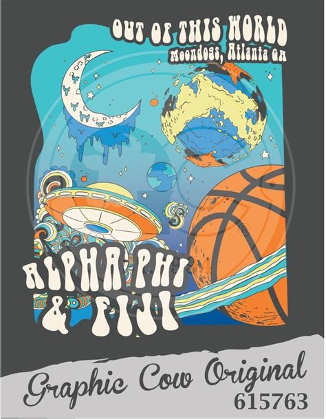 Alpha Phi Fiji Out Of This World Event Graphic Cow Greek Shirts
