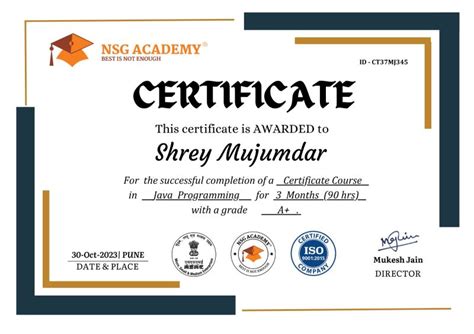 Shrey Mujumdar On Linkedin Completed Java Python Courses From Nsg