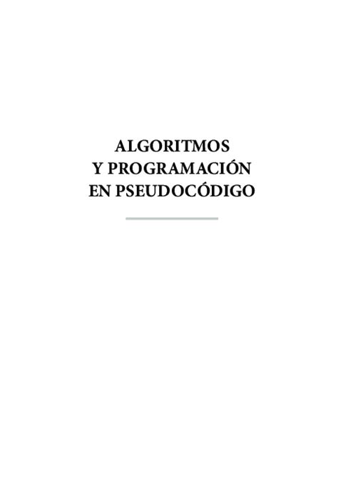 pdf algoritmos y programación en pseudocódigo patricia segovia de