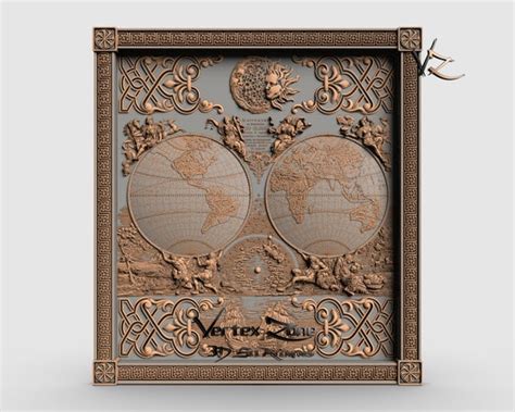 The World Map 3d Stl Model For Cnc Users Cnc Router Etsy