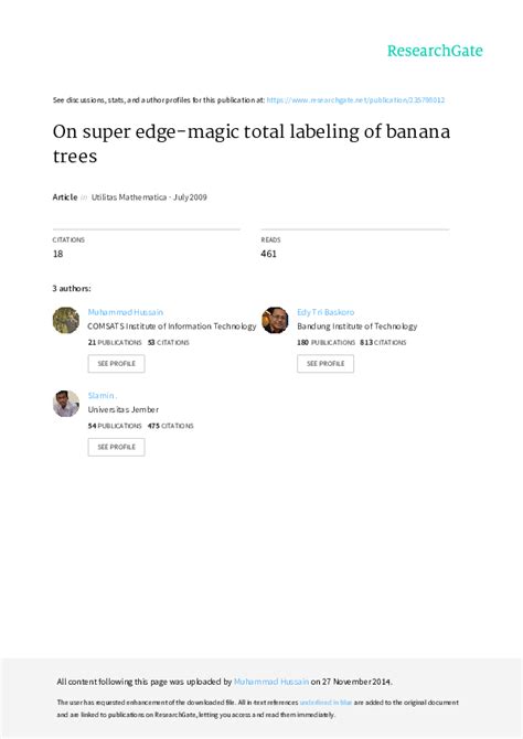 Pdf On Super Edge Magic Total Labeling Of Banana Trees