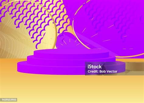 퍼플 골드 모형 제품 디스플레이 추상 벡터 3d 룸 실린더 받침대 연단 프레젠테이션을 위한 무대 쇼케이스 미래 공상 과학