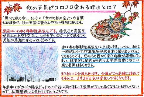 秋の天気の特徴は？変わりやすい理由とは？移動性高気圧が出現！ 【名古屋市千種区の整体】鍼灸マッサージ師も通う「あすなろ治療院」