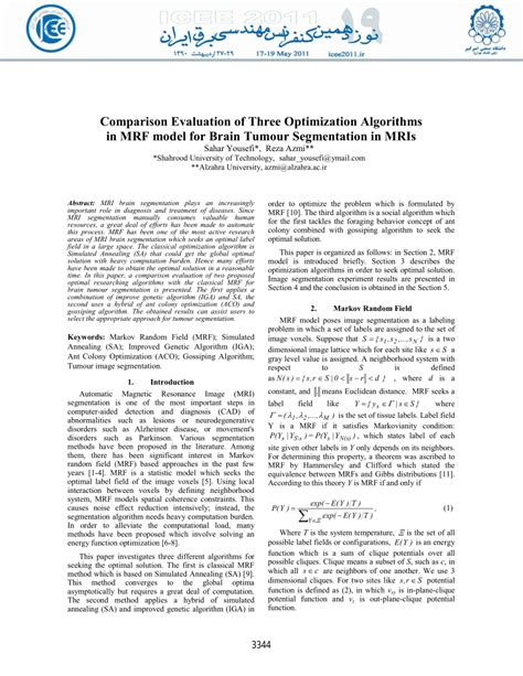 Pdf Comparison And Evaluation Of Three Optimization Algorithms In Mrf