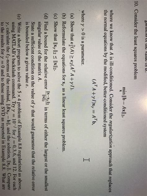 Solved Consider The Least Squares Problem Minx B