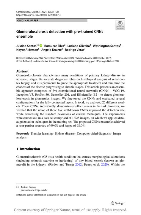 Glomerulosclerosis Detection With Pre Trained Cnns Ensemble Request Pdf