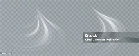 먼지가 있는 흰색 마법 나선형 소용돌이 라인 조명 효과 투명한 배경에 바람 곡선이 있는 밝은 플래시입니다 날아다니는 입자 마법의