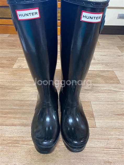 헌터 레인부츠 유광블랙 Uk5 워커부츠부티 중고나라