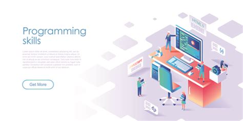 Programming Skills Flat Design Isometric Concept Vector Free Download