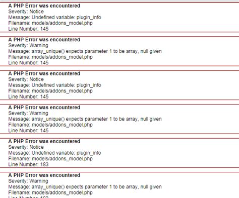 PHP Errors In Control Panel Main Site Still Working ExpressionEngine