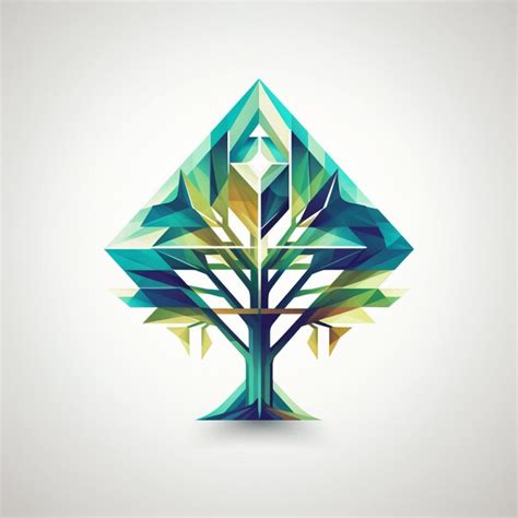 Tree Illustration With Geometric Shapes Premium Ai Generated Image