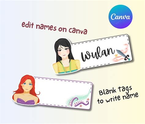 Classroom Princess Name Tags Elementary Babe Labels Cute Book Customize Sticker Pretty Girl