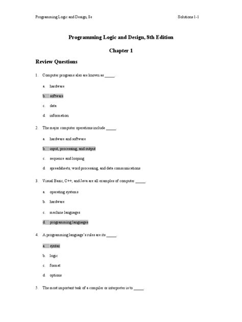 programming logic and design 8th edition review questions pdf