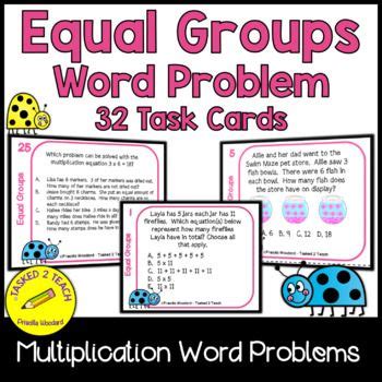 Equal Groups Word Problems One Step Word Problems Using