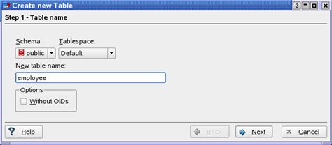 Create Table Using Wizard