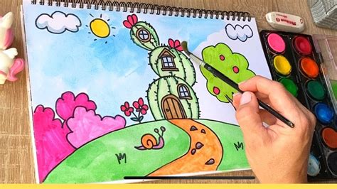 Ζωγραφίζω ένα κακτόσπιτο βήμα βήμα Νηπιαγωγείο Δημοτικό Youtube