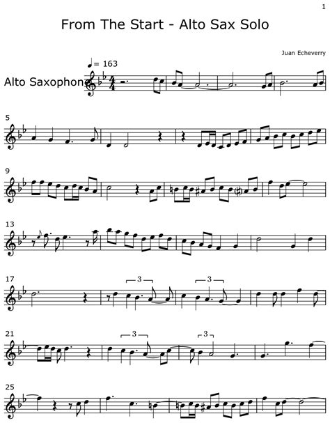 From The Start Alto Sax Solo Sheet Music For Alto Saxophone