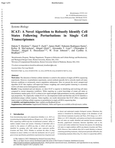 Pdf Icat A Novel Algorithm To Robustly Identify Cell States