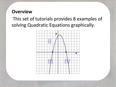 Tutorials Solving Quadratics Graphically Ppt
