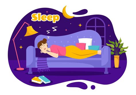 Sleep Vector Illustration With Happy Young Person Is Fast Asleep And
