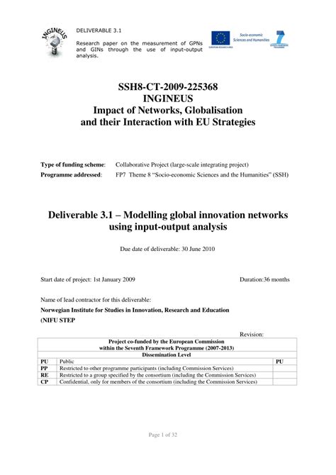 Pdf Modelling Global Innovation Networks Using Input Output Analysis