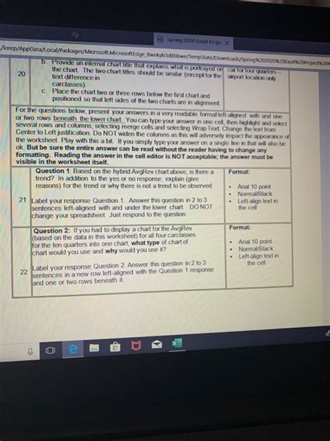 Excel Project MS Excel Spring Use The Chegg Com