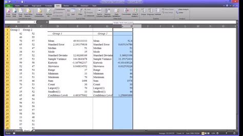 Calculating Descriptive Statistics Using Excel Youtube