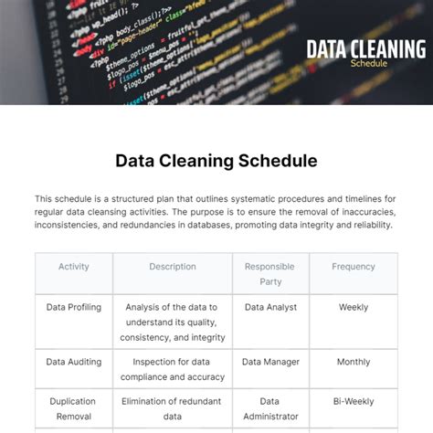 Free Data Cleaning Schedule Template To Edit Online