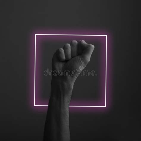 Raised Clenched Fist Against A Dark Background Power Protest Concept Stock Image Image Of