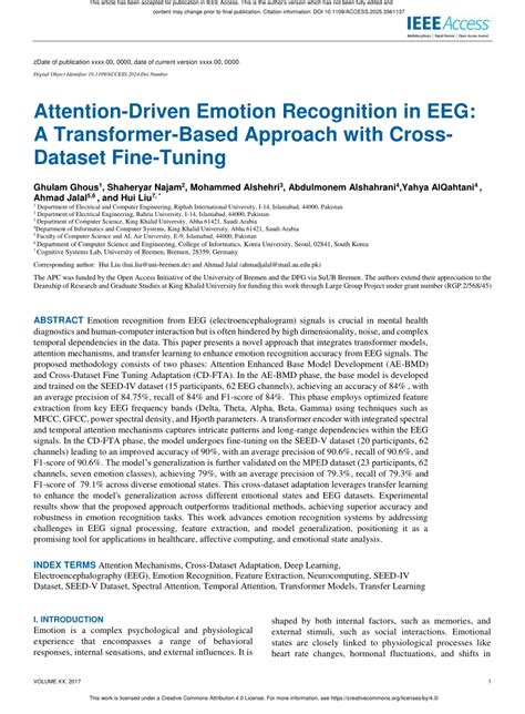 Pdf Attention Driven Emotion Recognition In Eeg A Transformer Based
