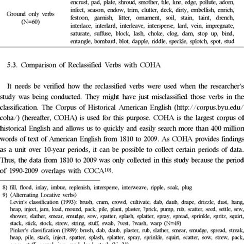 A Revised Classification Of Non Alternating Locative Verbs Download Table