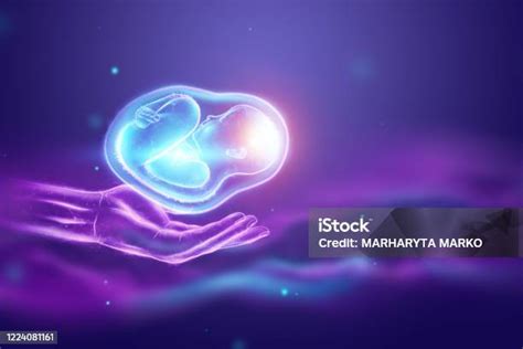 인공 수정 손에 태아 위치 배아 홀로그램의 어린이 임신 개념 건강 검진 의학의 미래 3d 일러스트레이션 3d 렌더링 아기에 대한 스톡 사진 및 기타 이미지 Istock