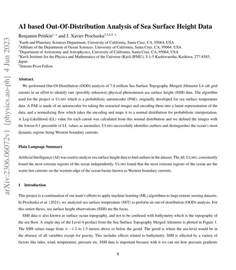 Pdf Ai Based Out Of Distribution Analysis Of Sea Surface Height Data