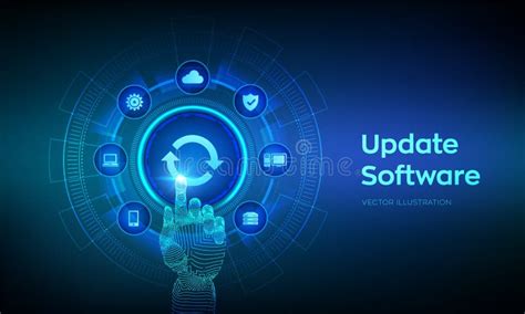 Update Software Upgrade Software Version Concept On Virtual Screen Stock Illustration