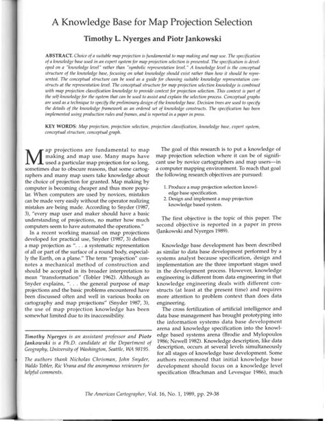 Pdf A Knowledge Base For Map Projection Selection