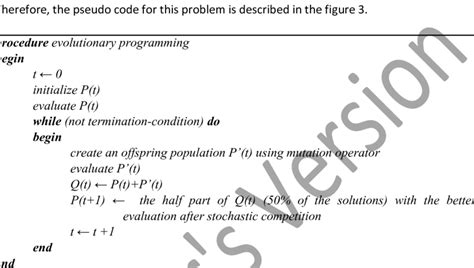 Evolutionary Programing Pseudocode Download Scientific Diagram