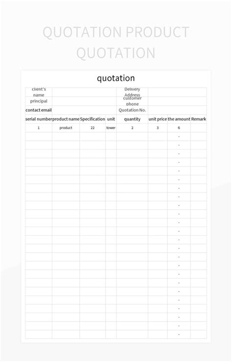 Quotation Product Quotation Excel Template And Google Sheets File For Free Download Slidesdocs