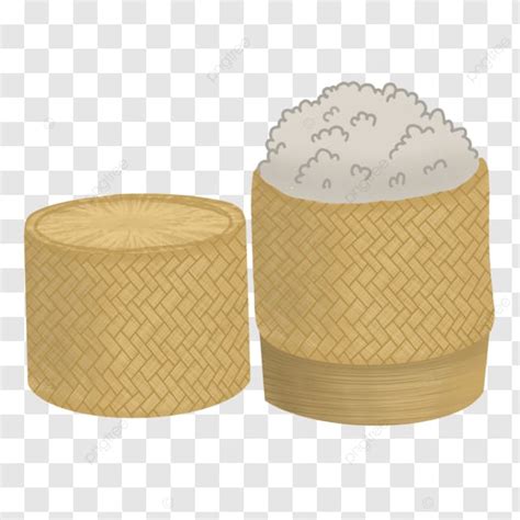 흰색 배경에 격리된 내부와 뚜껑이 있는 대나무 고리버들 끈끈한 쌀 바구니 대나무 바구니 쌀 찹쌀 상자 Png 일러스트 및 Psd 이미지 무료 다운로드 Pngtree