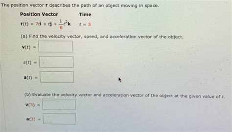Solved The Position Vector R Describes The Path Of An Object Chegg Com