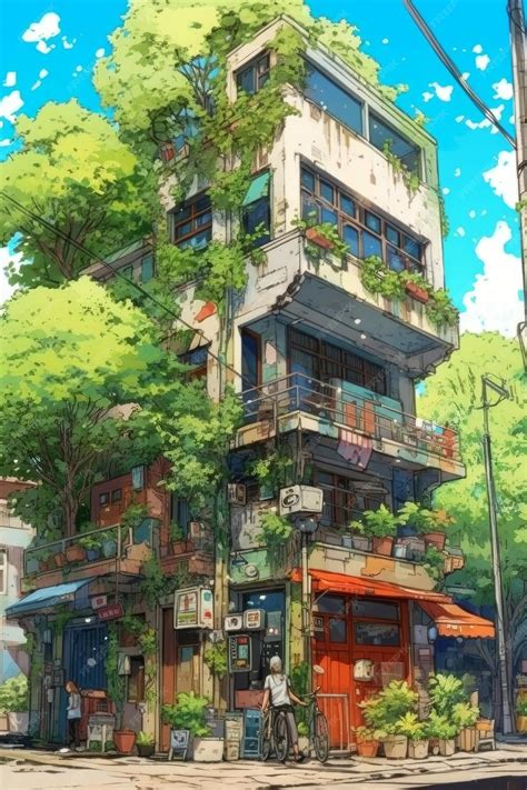 Premium Ai Image Sketch Of Building With Trees Inside
