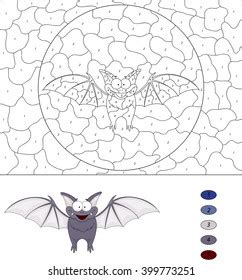 Cartoon Funny Bat Color By Number Stock Vector Royalty Free Shutterstock