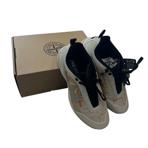 Stone Island White Compass Splatter Trainers Uk 8 Mats Island