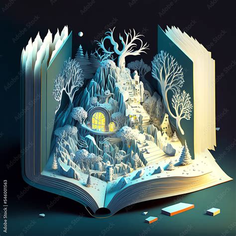 Christmas Story Pop Up Book Christmas Paper Craft Illustration Winter