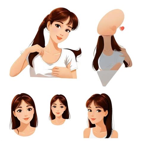 Girlliking Vector Set White Background Isolated Premium Ai Generated