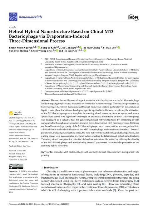 Pdf Helical Hybrid Nanostructure Based On Chiral M13 Bacteriophage