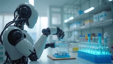 Advanced Lab Robot Conducting Precise Experiments With Test Tubes In