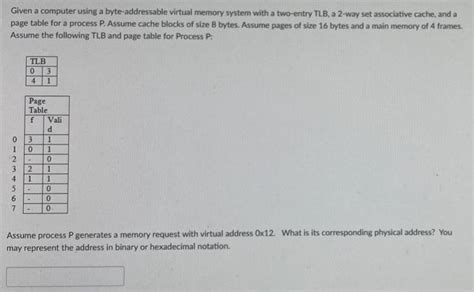 Solved Given A Computer Using A Byte Addressable Virtual