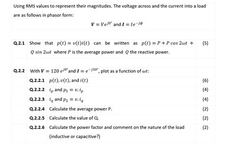 Solved Using RMS Values To Represent Their Magnitudes The Chegg