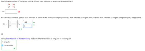 Solved Find The Eigenvalues Of The Given Matrix Enter Your Chegg