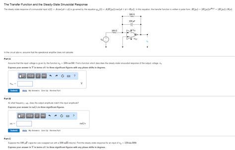 Solved The Steady State Response Of A Sinusodial Input X T Chegg